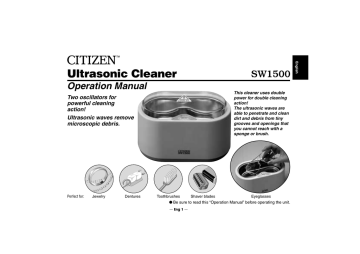 CITIZEN SW 1500 Ultrasonic Cleaner Operation Manual | Manualzz