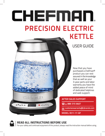 Chefman RJ11-17-GP Electric Kettle User Guide | Manualzz