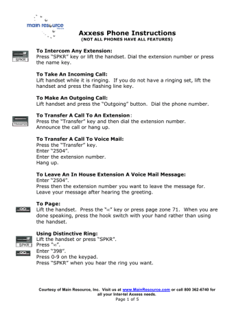 Main Resource Axxess Series Instructions | Manualzz