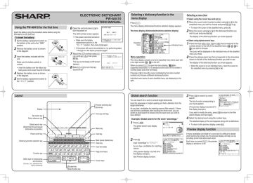 SHARP PW-A8410 Electronic Dictionary Operation Manual | Manualzz