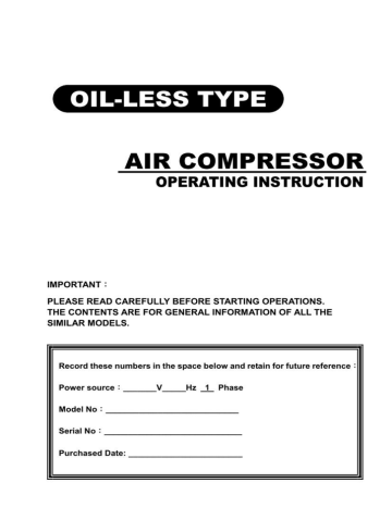 Air Compressor Operating Instruction - PUMA | Manualzz