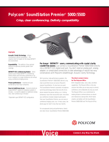 Polycom SoundStation Premier 550D Technical Specifications | Manualzz