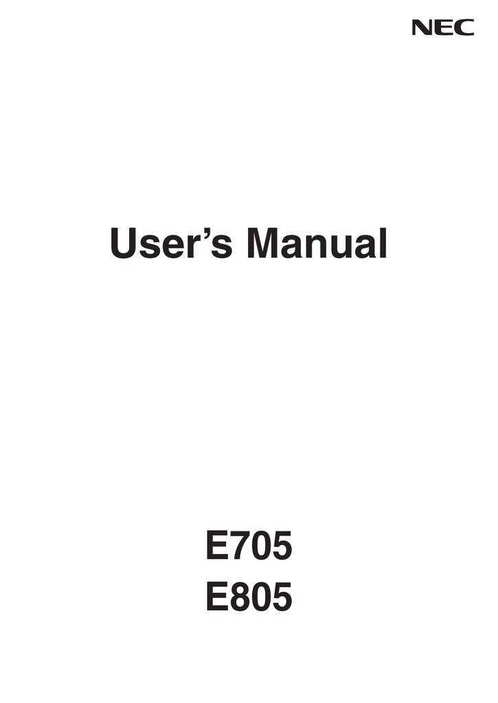 E705/E805 User`s Manual(EN) | Manualzz