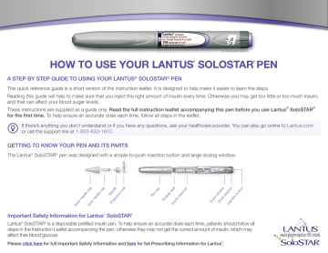 The Step-By-Step Guide to the Lantus ® SoloSTAR ® Insulin Pen | Manualzz