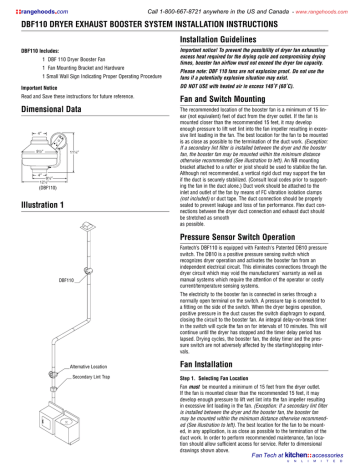DBF110 Dryer Exhaust Booster System Installation Instructions | Manualzz