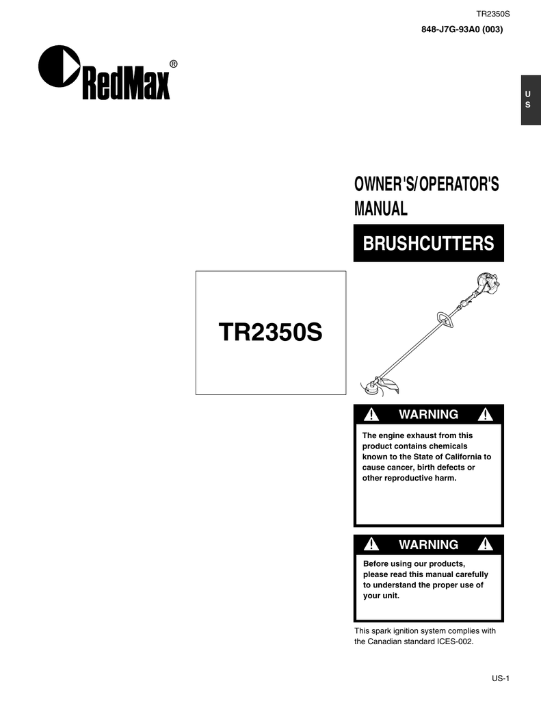 RedMax TR2350S Operator’s manual | Manualzz