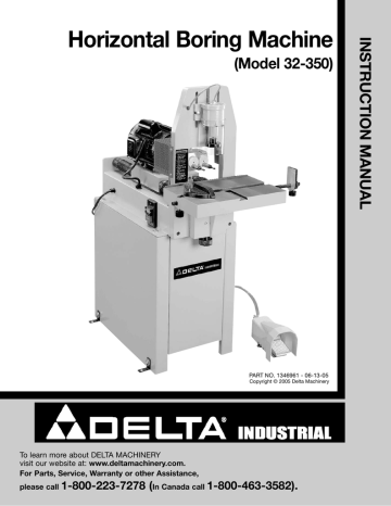 Delta 32-350 Horizontal Boring Machine Instruction Manual | Manualzz
