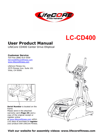 LifeCore Fitness LCCD400 ELLIPTICAL User manual | Manualzz