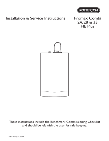 Potterton Promax Combi HE Plus LPG Installation & Service Instructions ...