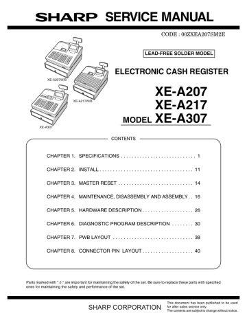 SHARP XE-A207 W/B, XE-A217 W/B, XE-A307 Service Manual | Manualzz