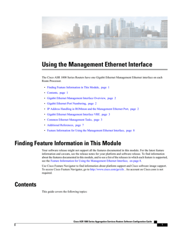 Cisco ASR 1000 Routers Configuration Guide - Management Ethernet ...