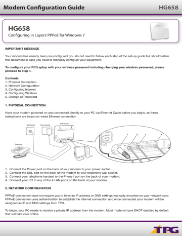 TPG HG658 Modem User Guide | Manualzz