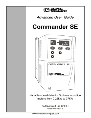 Control Techniques Commander SE Advanced User's Manual | Manualzz