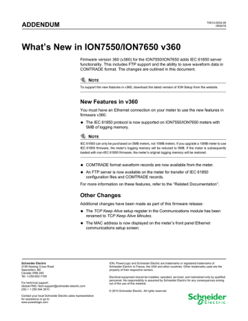 Schneider Electric What's new in ION7550/ION7650 v360 User Guide | Manualzz