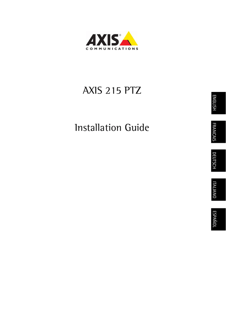 AXIS 215 PTZ Installation Guide | Manualzz