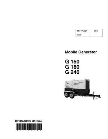 Wacker Neuson G240 Mobile Generator Operator's Manual | Manualzz