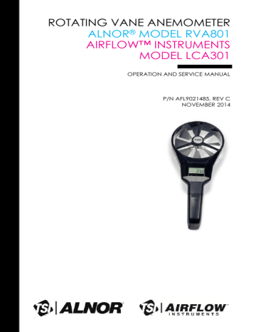 Alnor Model RVA801 AIRFLOW Model LCA 301 Rotating Vane | Manualzz