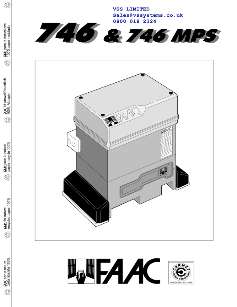 FAAC 746 MPS, 746 ER CAT User manual | Manualzz