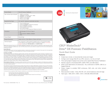 WiebeTech Ditto DX Forensic FieldStation Quick Start Guide | Manualzz