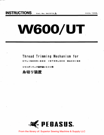 Pegasus W600 UT Sewing Machine Instructions | Manualzz
