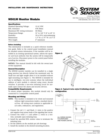 System Sensor M501M Monitor Module Installation Instructions | Manualzz
