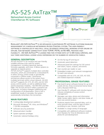Access Control System AS-525 AxTrax Datasheet | Manualzz