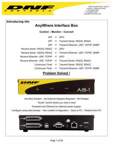 Interface Box AnyWhere AIB-1 User Manual | Manualzz