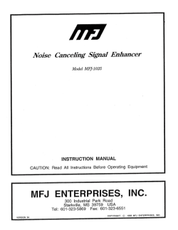 MFJ 1025 - Manual | manualzz.com