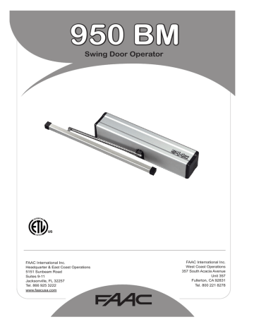 FAAC 950 BM Swing Door Operator Manual | Manualzz