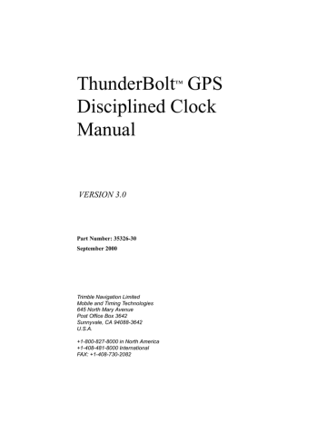 ThunderBolt GPS Disciplined Clock Manual | Manualzz