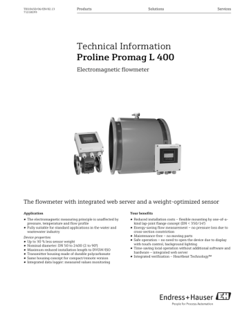 Proline Promag L 400 Technical information | Manualzz