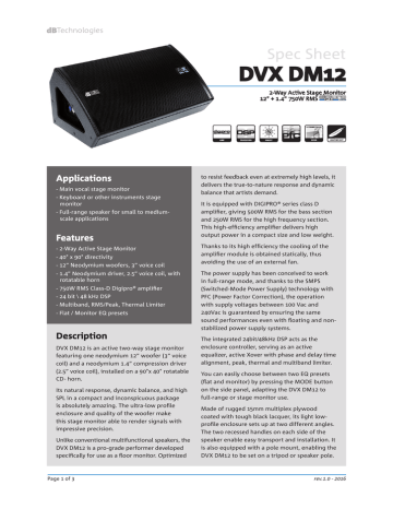 dBTechnologies DVX DM12 Datasheet | Manualzz