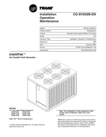 Trane IntelliPak CGAF-C40 Installation & Operation Manual | Manualzz