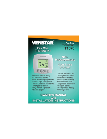 Venstar T1070 manual | Manualzz