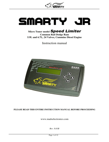 Speed Limiter Smarty JR Micro Tuner model Instruction manual | Manualzz