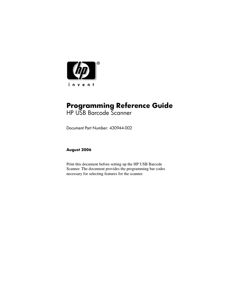 HP Programming Reference Guide | Manualzz