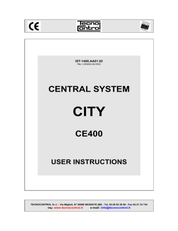 Gas Central System CE400 CITY - User Instructions | Manualzz