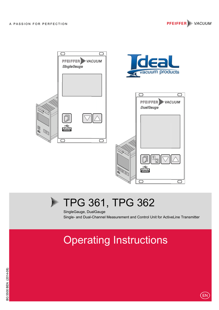 Pfeiffer Single Channel Vacuum Gauge Pressure Controller TPG | Manualzz