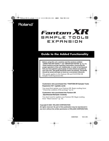 Roland FANTOM-XR Sample Tools Expansion Kit User Guide | Manualzz