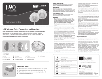 Tandem T:90 Infusion Set Instuctions For Use | Manualzz