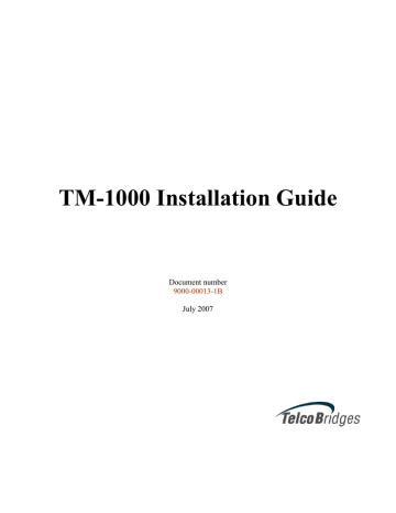 TM-1000 Installation Guide - Network Probe TM-1000 | Manualzz