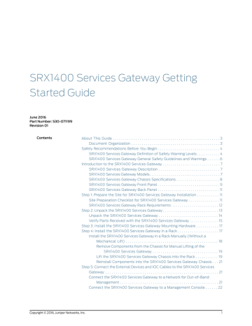 Juniper SRX 1400 SERVICES GATEWAY - Getting Started Manual | Manualzz