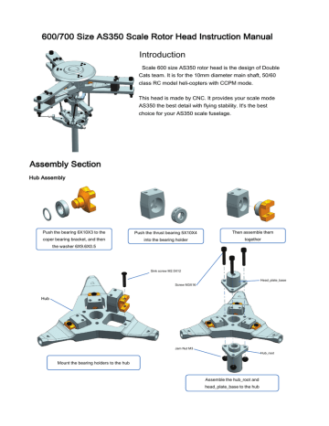 Rotor Head AS350 600/700 Size Instruction Manual | Manualzz