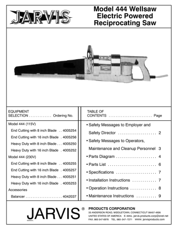 Jarvis 444 Wellsaw manual | Manualzz