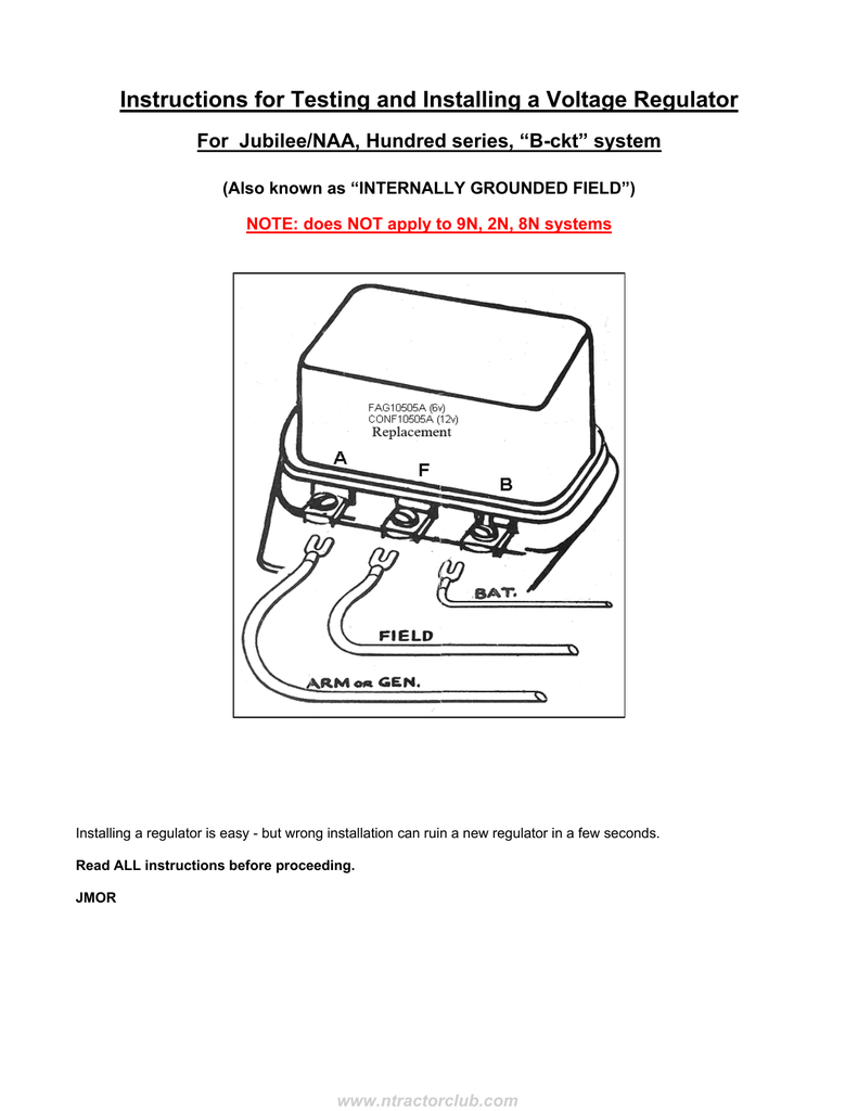 Ford Tractor Voltage Regulator Wiring Diagram