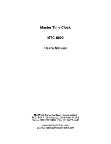 Master Time Clock MTC-6000 Users Manual | Manualzz