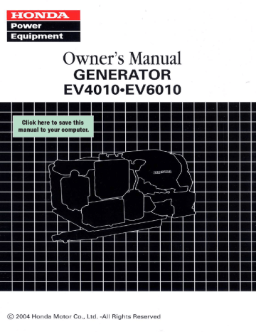 Honda EV 4010, EV 6010 Generator Owner's Manual | Manualzz