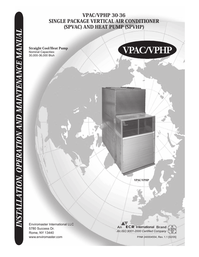 EMI VPAC/VPHP 30-36 Installation & Operation Manual | Manualzz