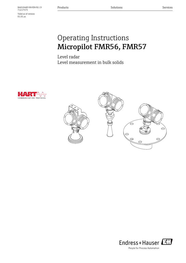 Endres+Hauser Micropilot FMR56, FMR57 HART Operating Instruction | Manualzz