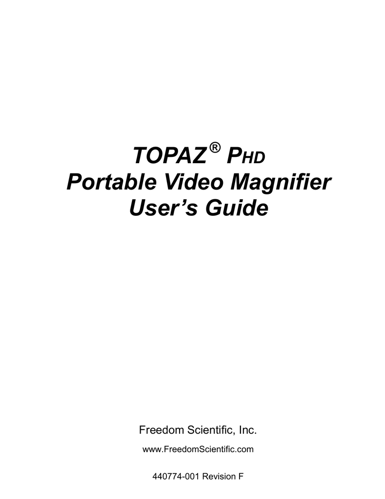Freedom Scientific TOPAZ PHD User manual | Manualzz